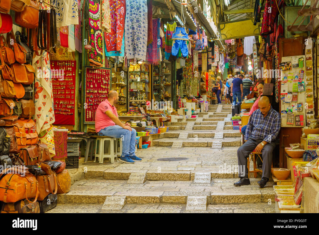 Jerusalem, Israel - October 19, 2018: Market scene in the old city ...