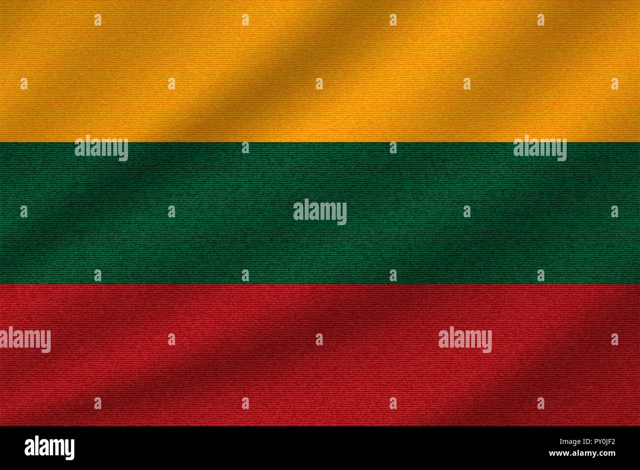national flag of Lithuania on wavy cotton fabric. Realistic vector ...