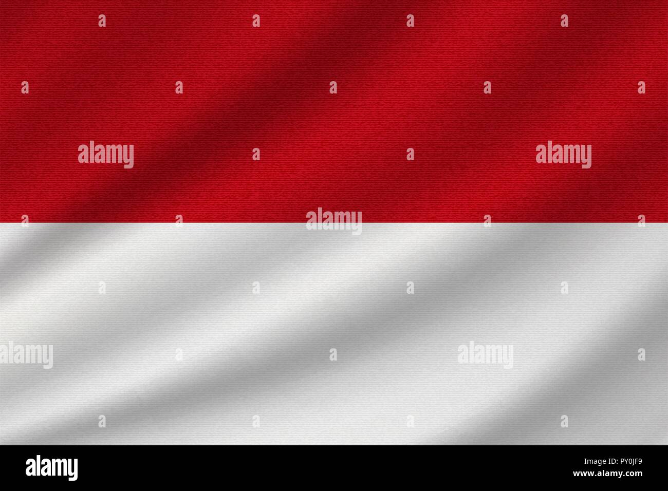 national flag of Monaco on wavy cotton fabric. Realistic vector ...