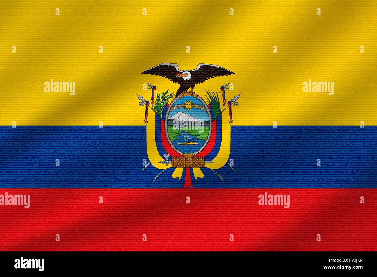 national flag of Venezuela on wavy cotton fabric. Realistic vector ...