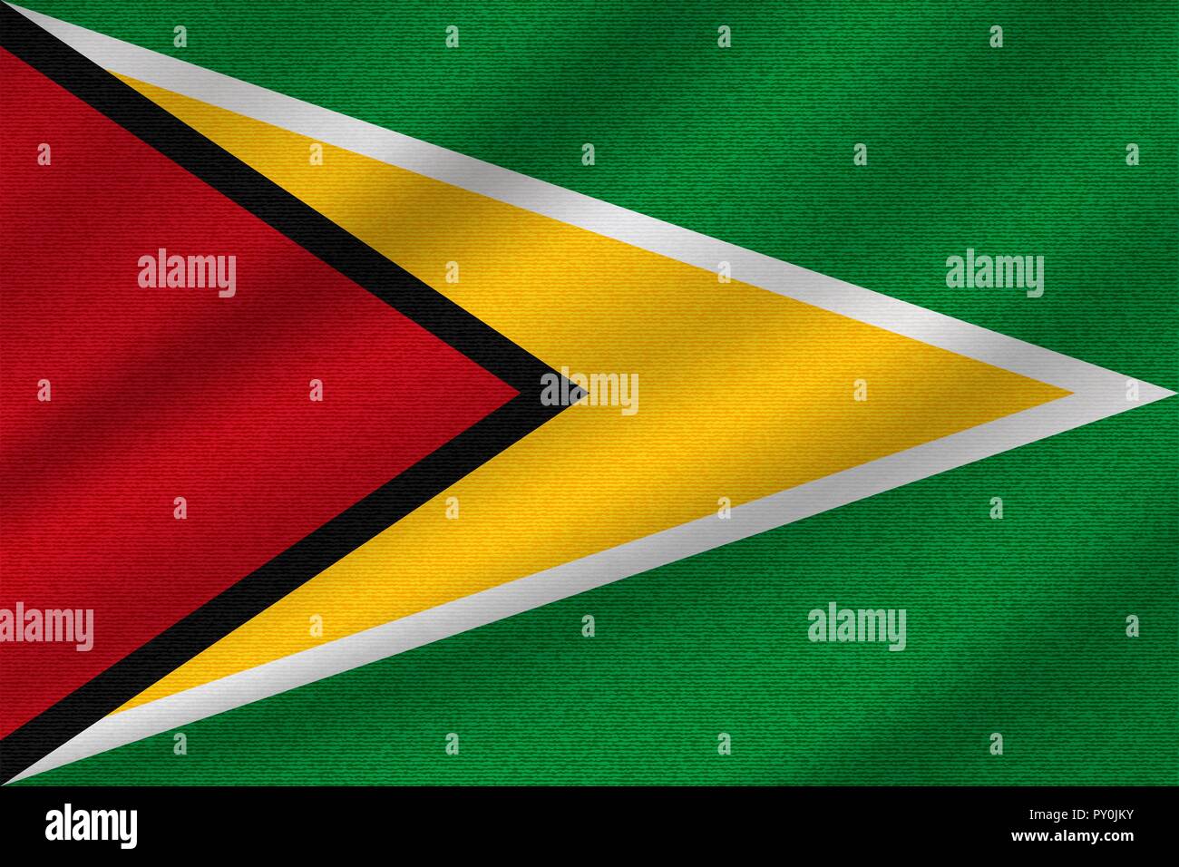 national flag of Guyana on wavy cotton fabric. Realistic vector illustration Stock Vector Image ...
