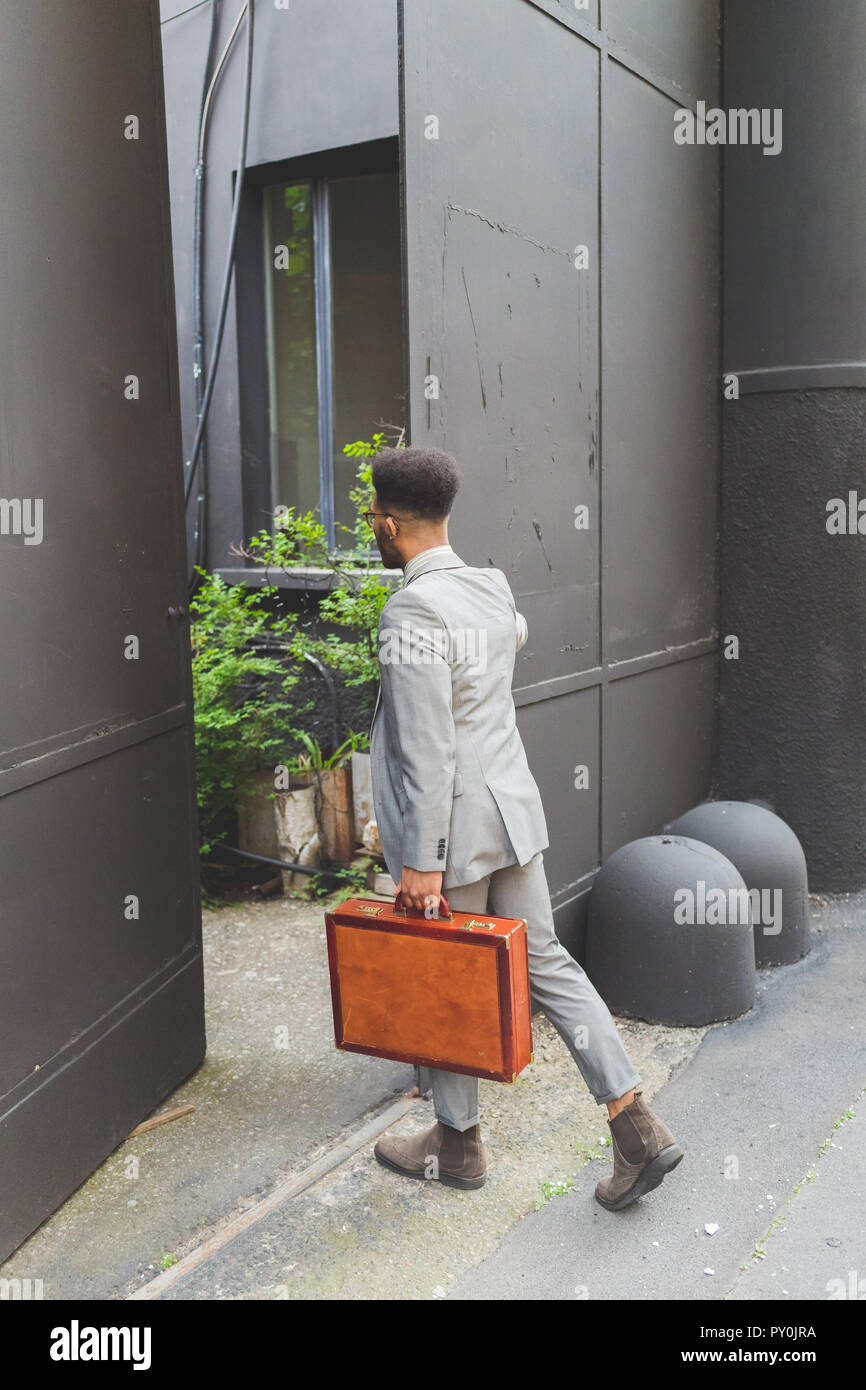young black business man walking to work outdoor - business, working ...