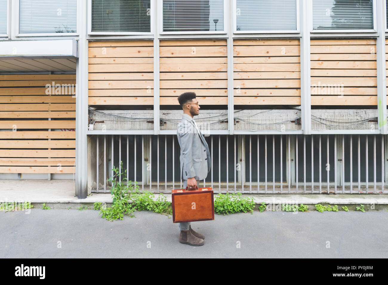 young black business man walking to work outdoor - business, working ...