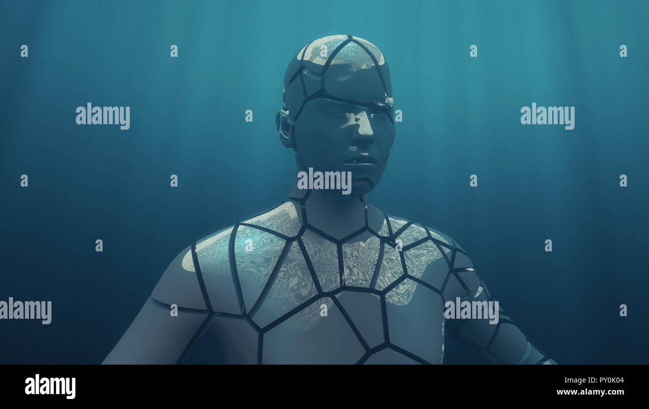 3d render. Head Human shattered portrait Stock Photo - Alamy