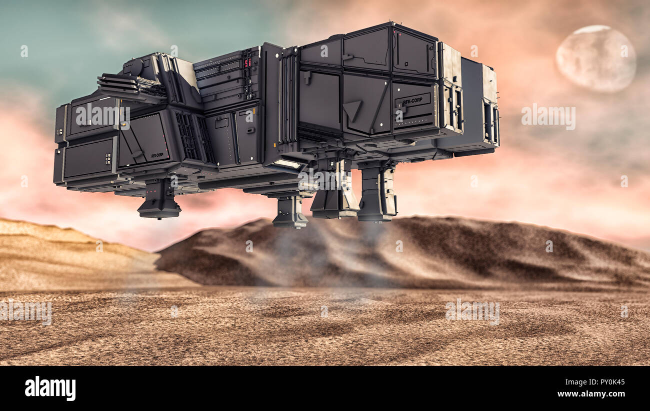 3D rendering. Futuristic alien Spaceship Stock Photo - Alamy