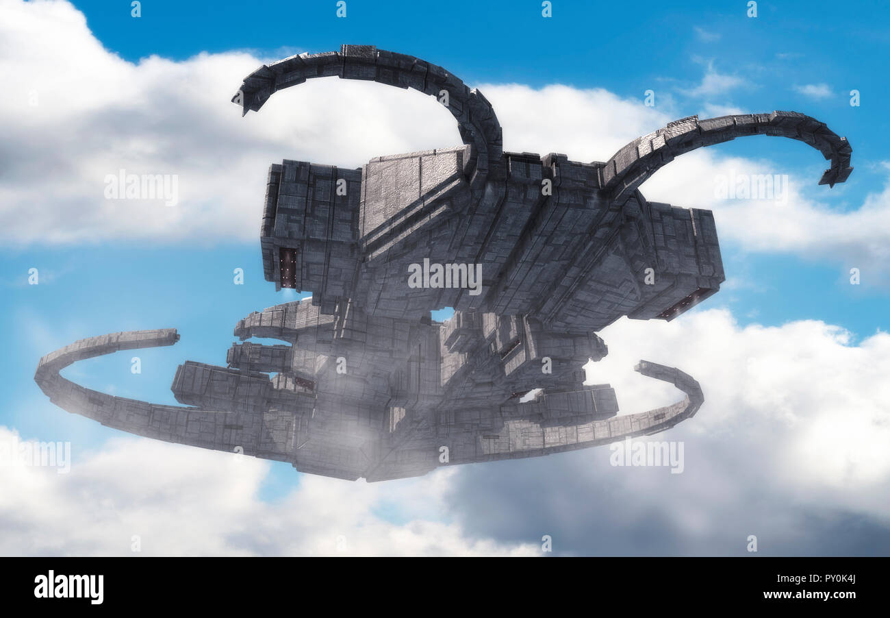 3D rendering. Futuristic alien Spaceship Stock Photo - Alamy