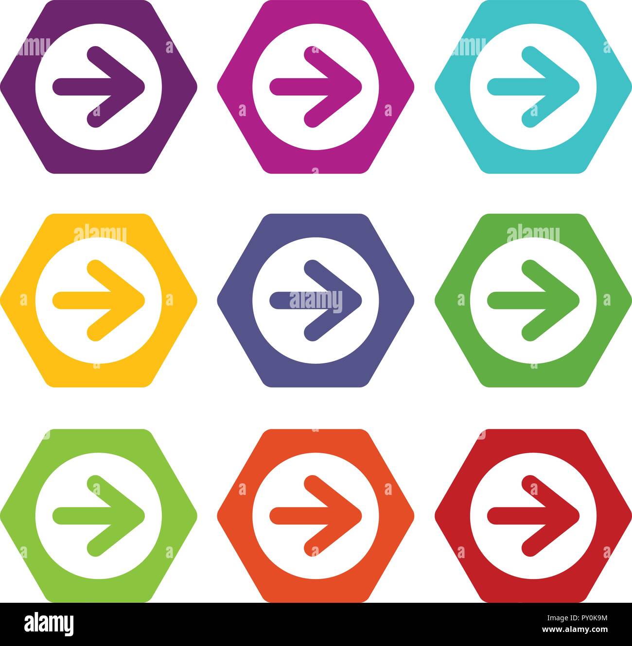 Arrow in circle icon set color hexahedron Stock Vector Image & Art - Alamy