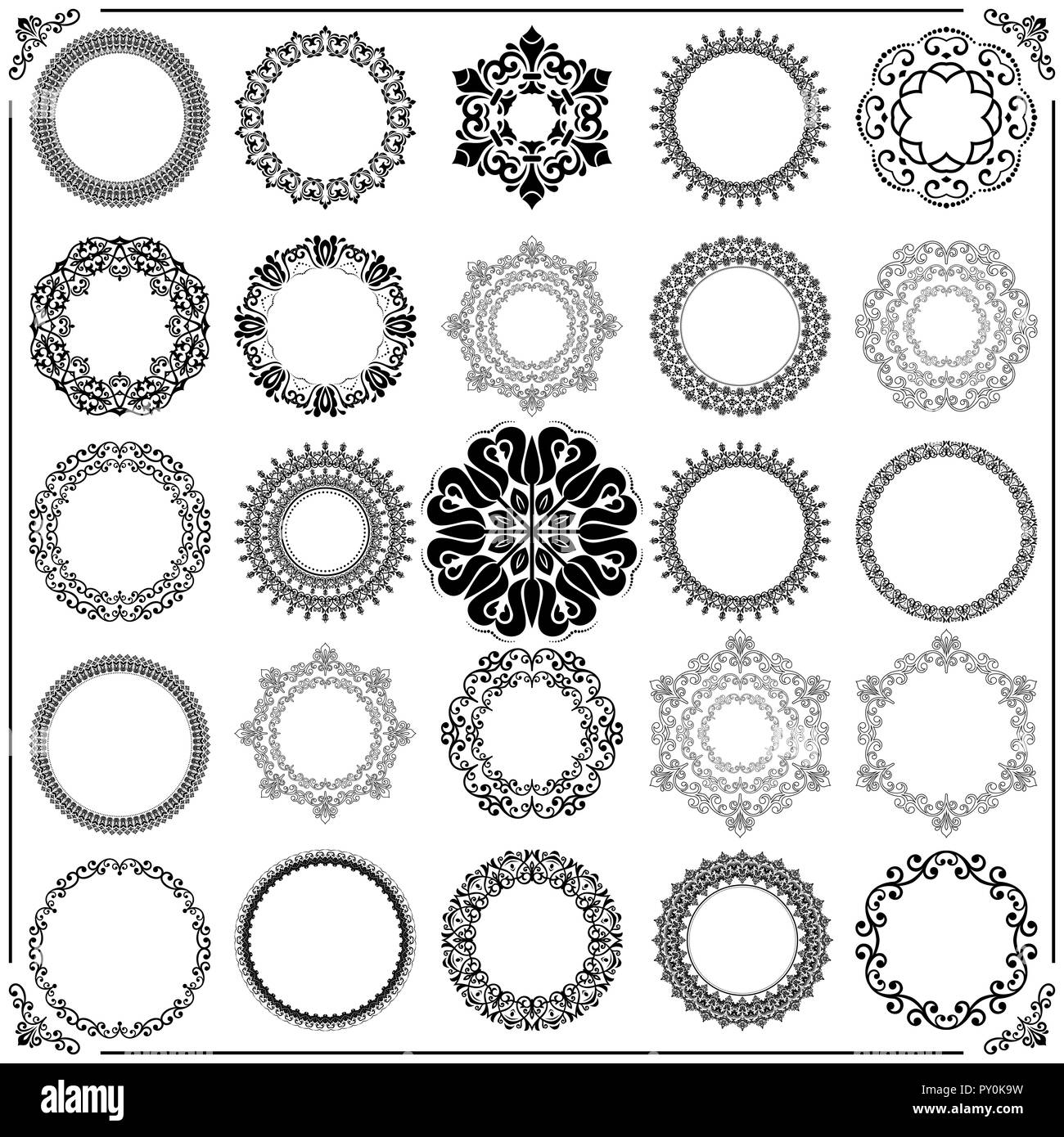 Vintage Set of Round Elements Stock Photo - Alamy