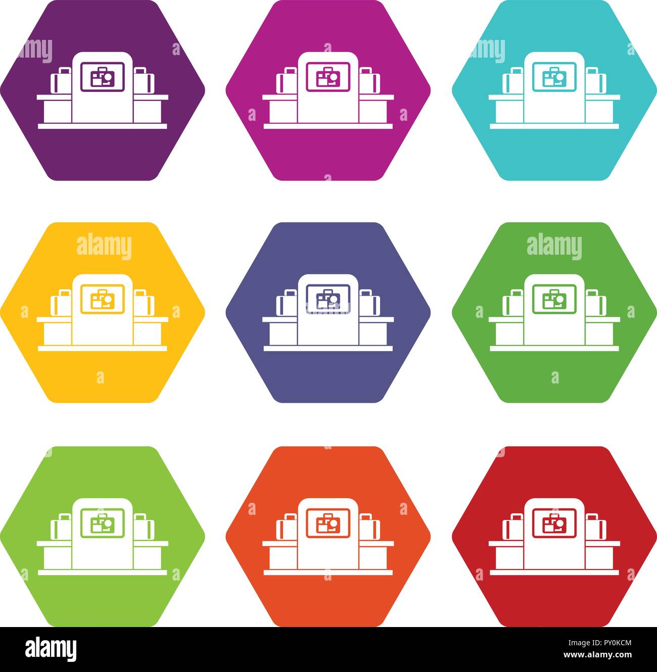 Airport baggage scanner icon set color hexahedron Stock Vector Image ...