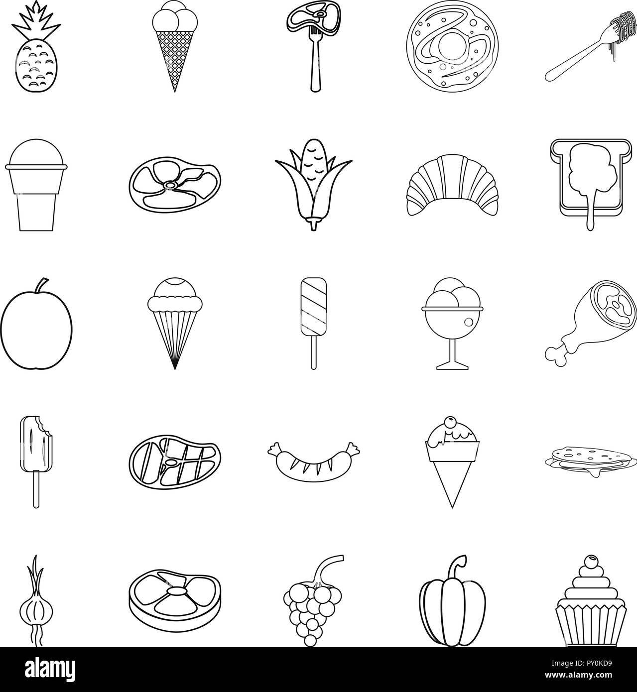 Appetizers icons set, outline style Stock Vector Image & Art - Alamy