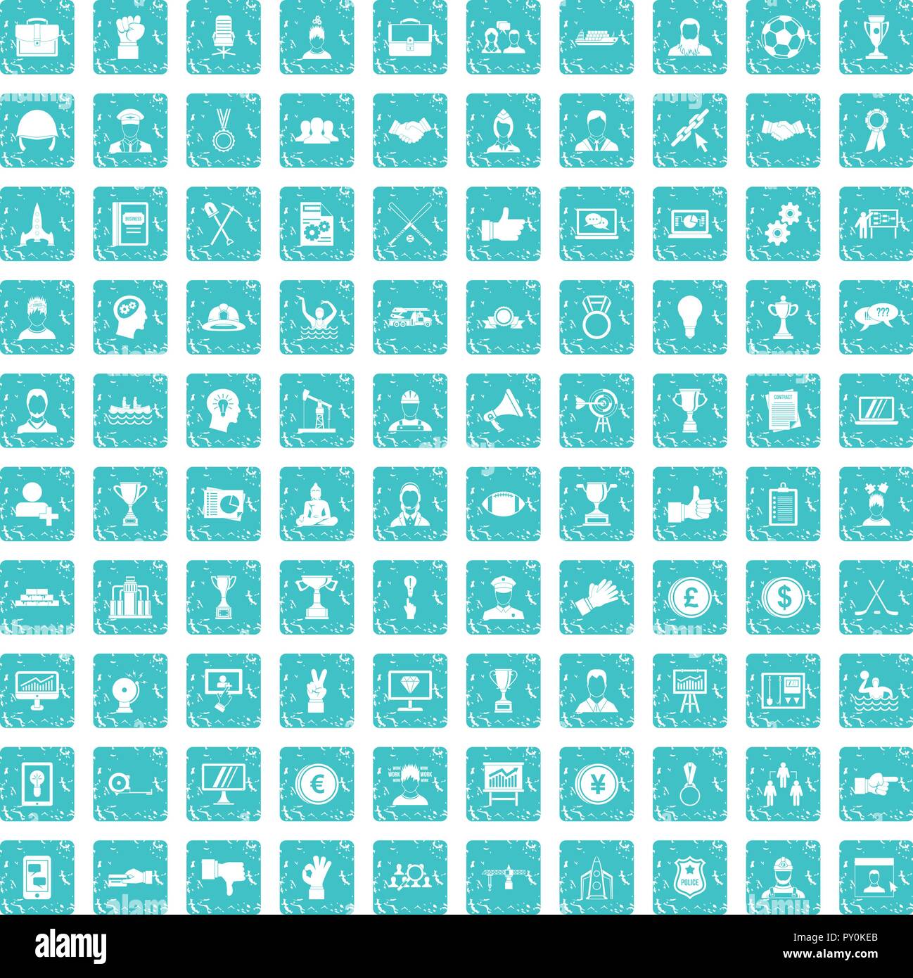 100 leadership icons set grunge blue Stock Vector Image & Art - Alamy