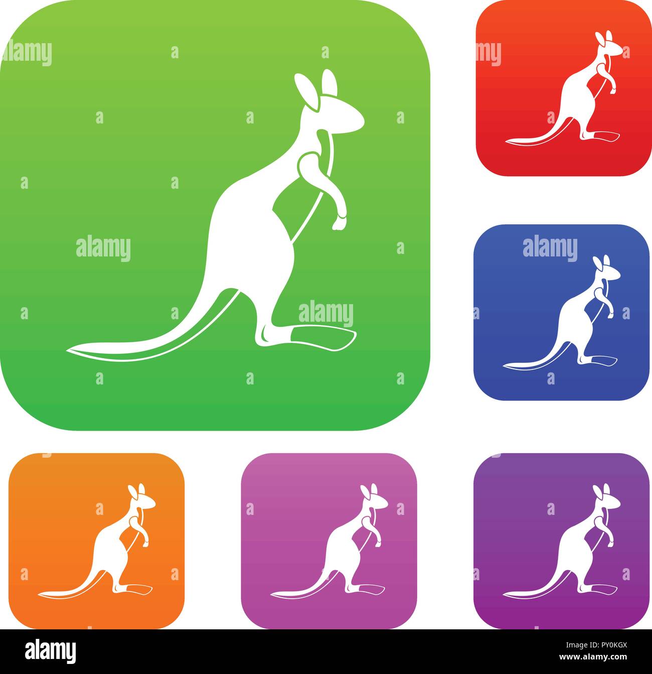 Kangaroo set color collection Stock Vector Image & Art - Alamy