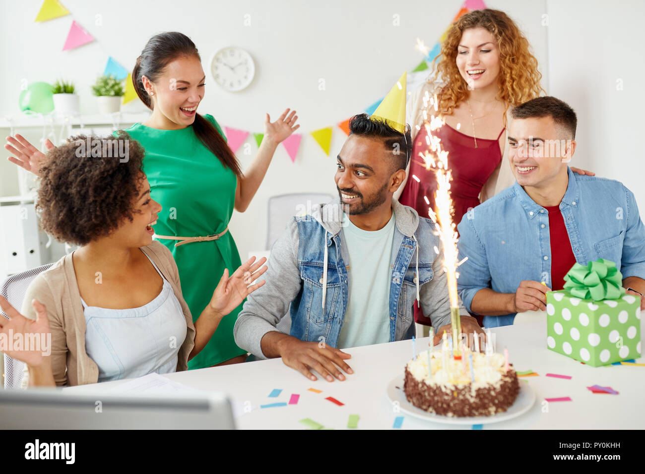 Team greeting colleague office birthday hi-res stock photography and ...