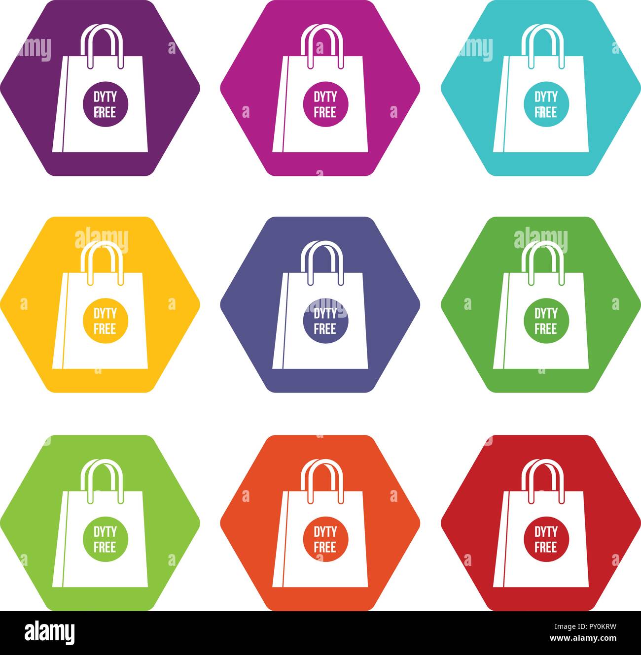 Duty free shopping bag icon set color hexahedron Stock Vector Image ...