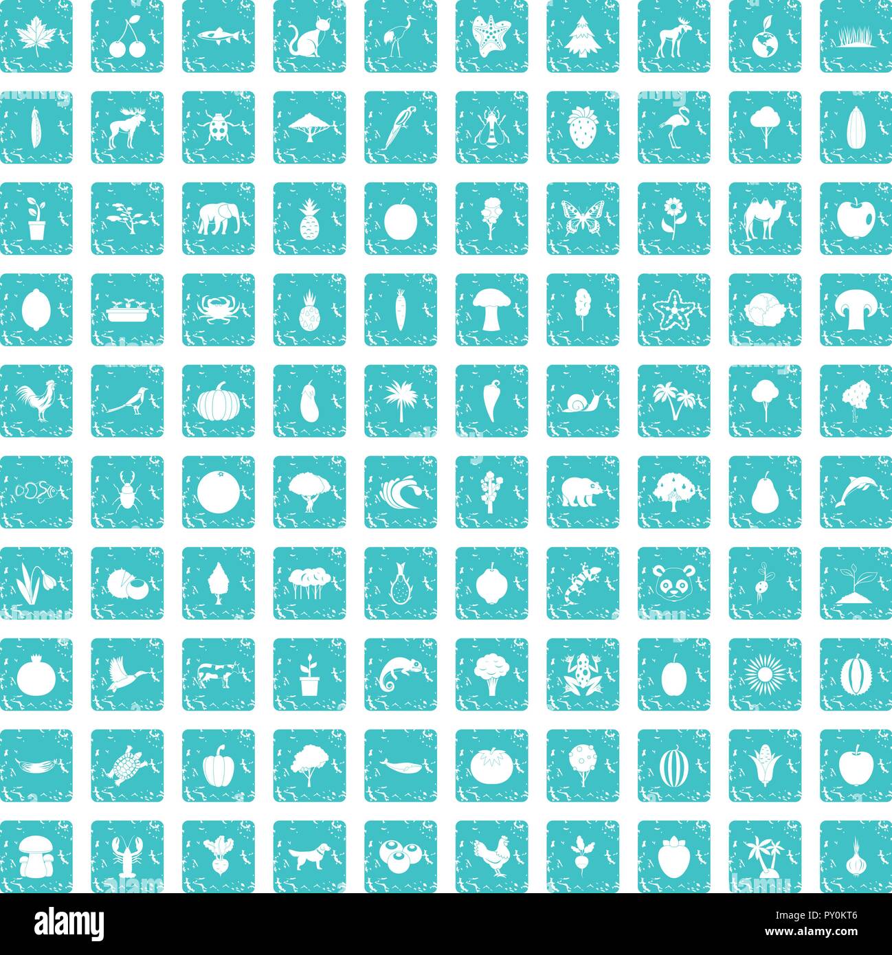 100 live nature icons set grunge blue Stock Vector Image & Art - Alamy