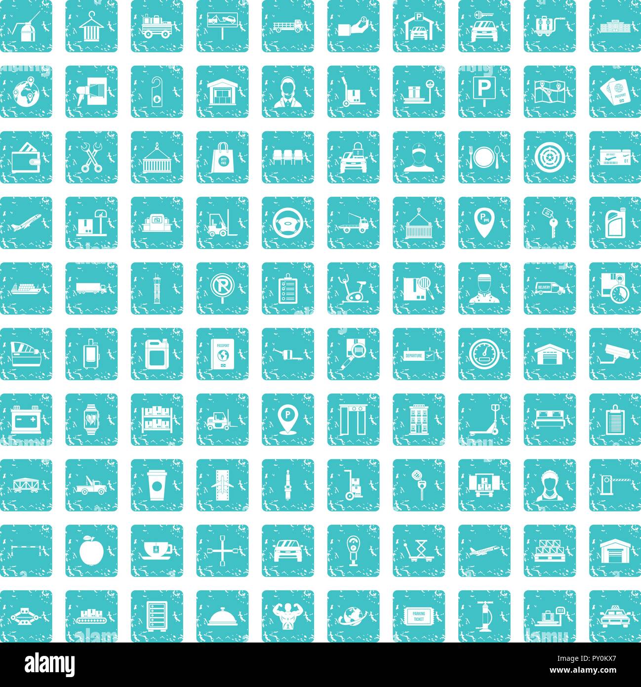 100 loader icons set grunge blue Stock Vector Image & Art - Alamy