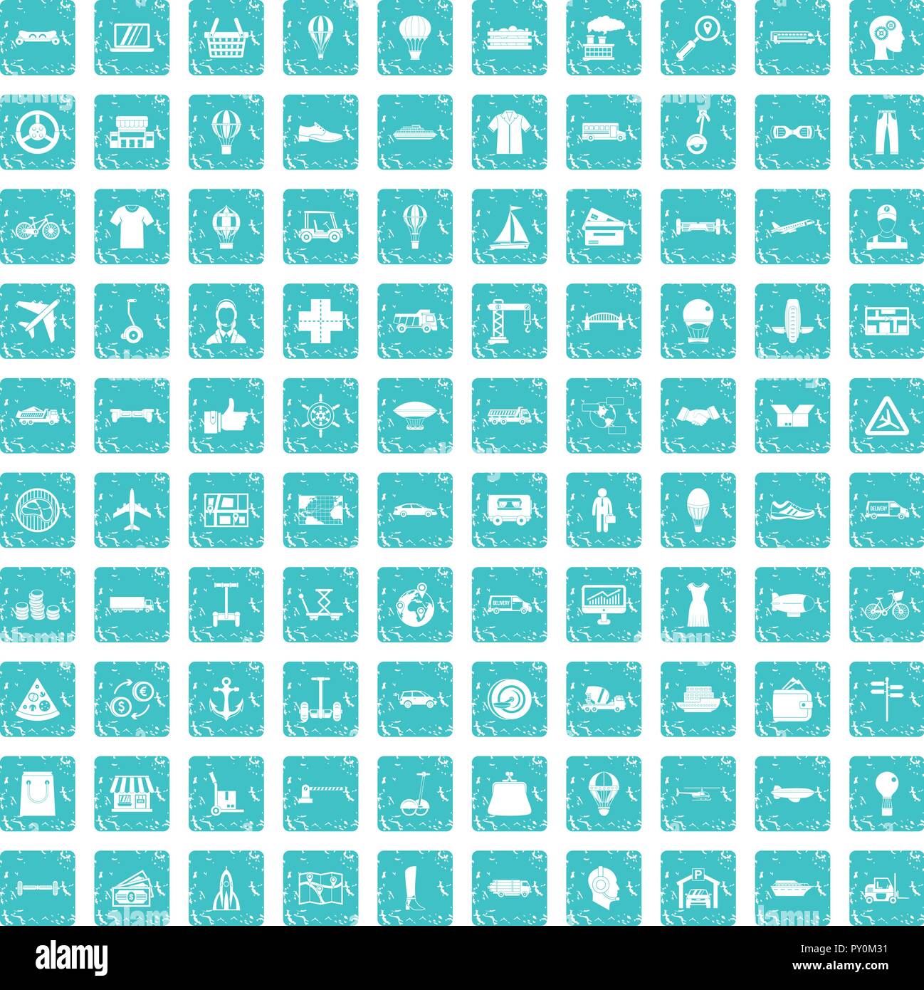 100 logistics icons set grunge blue Stock Vector Image & Art - Alamy