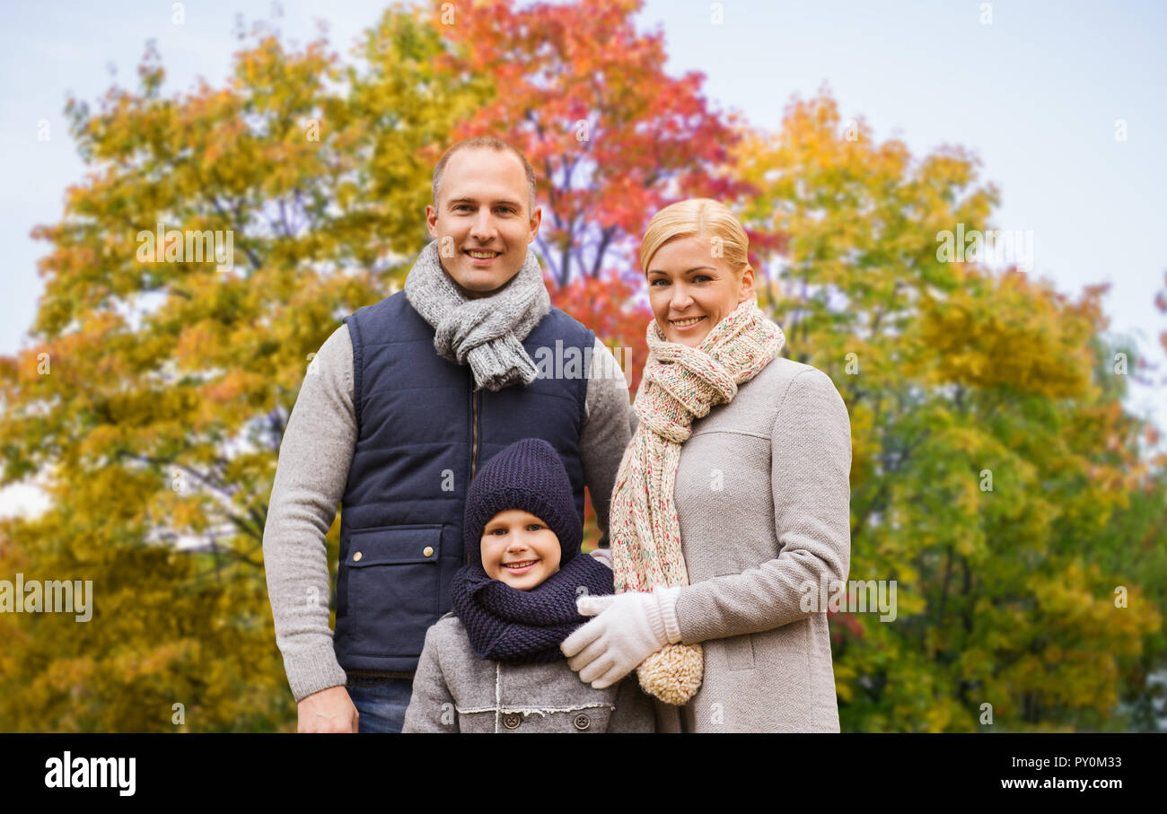 happy family over autumn park background Stock Photo - Alamy