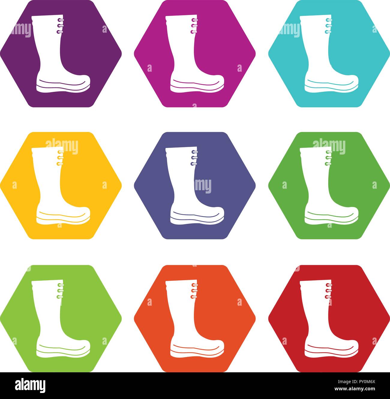 Rubber boots icon set color hexahedron Stock Vector Image & Art - Alamy