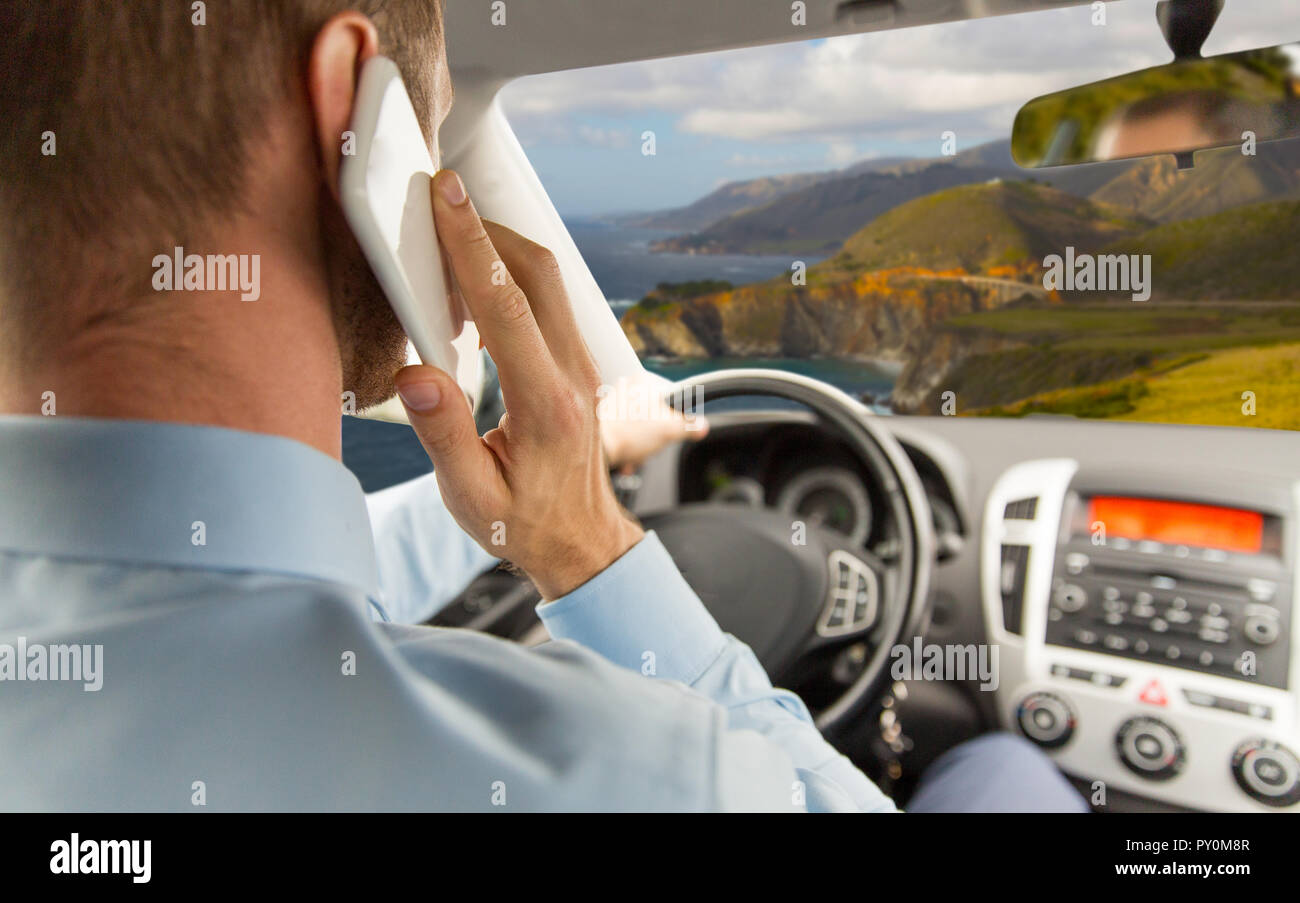 Man phone driving mountain hi-res stock photography and images - Alamy
