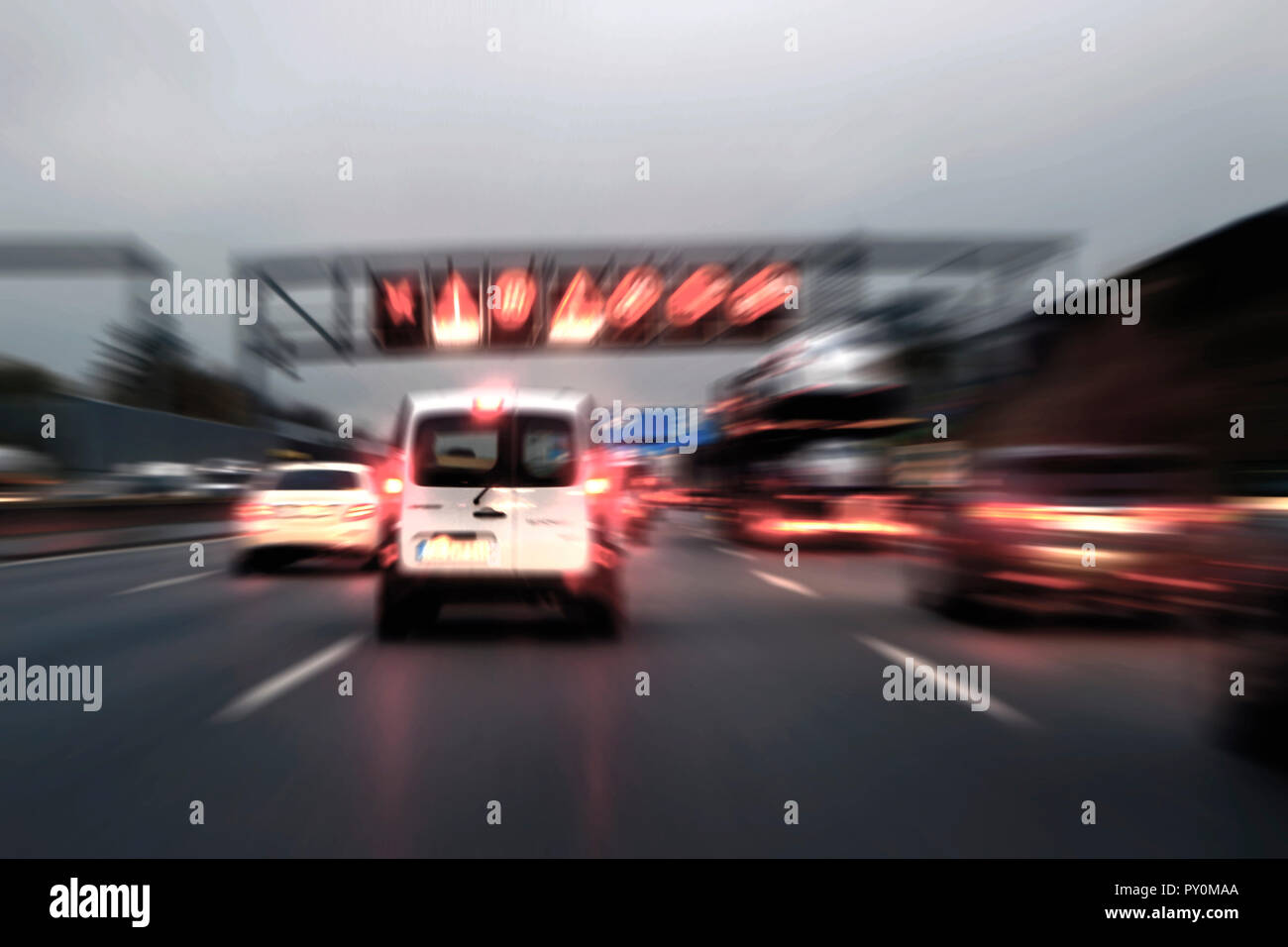 Heavy traffic on motorway, transportation background Stock Photo - Alamy