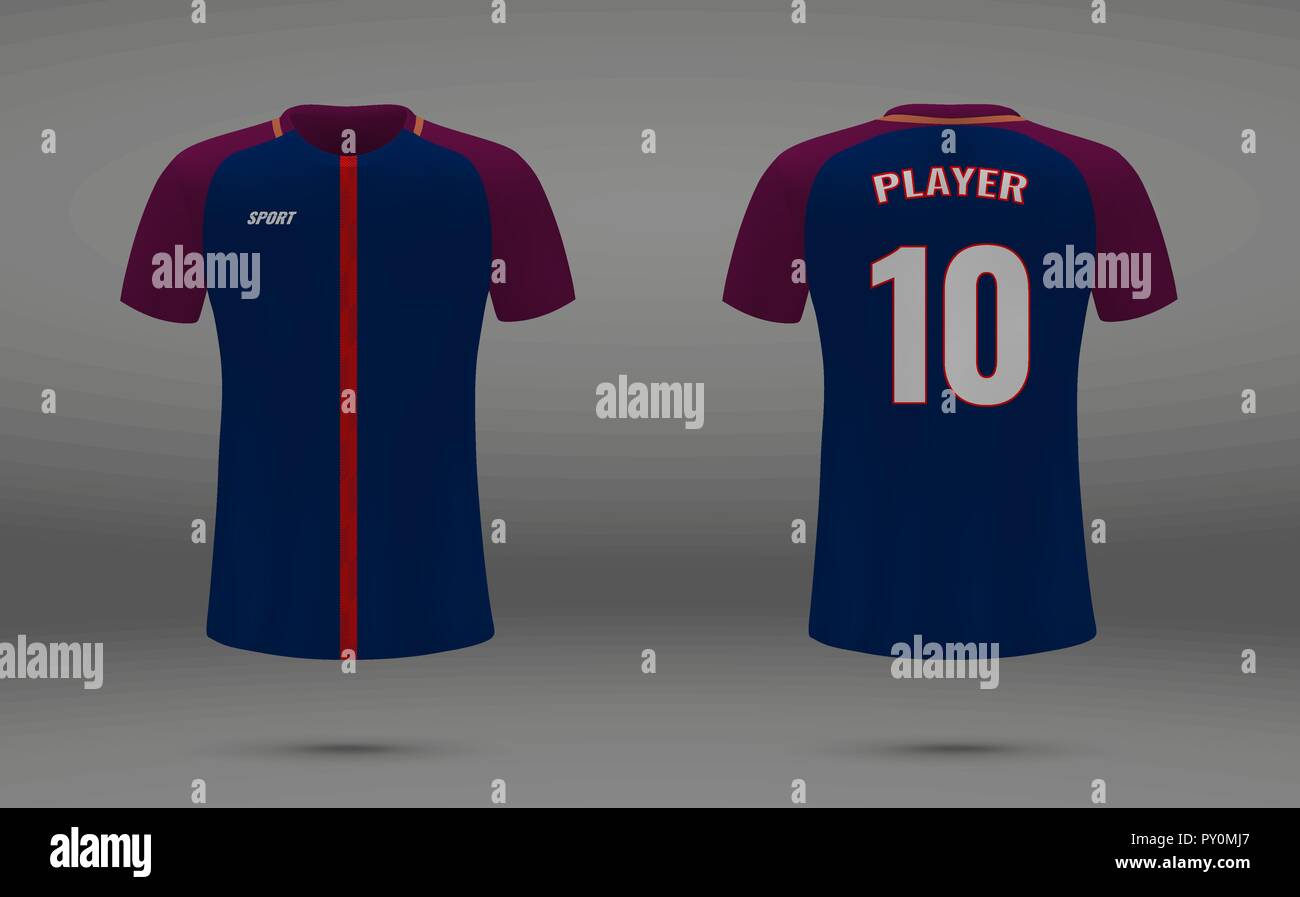 Realistic soccer jersey, t-shirt of PSG, uniform template for football ...