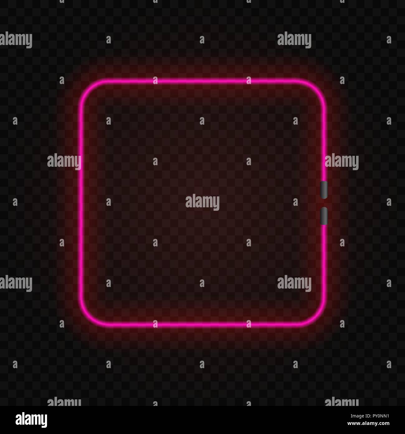 square neon glowing lamp frame on transparent background Stock Vector ...