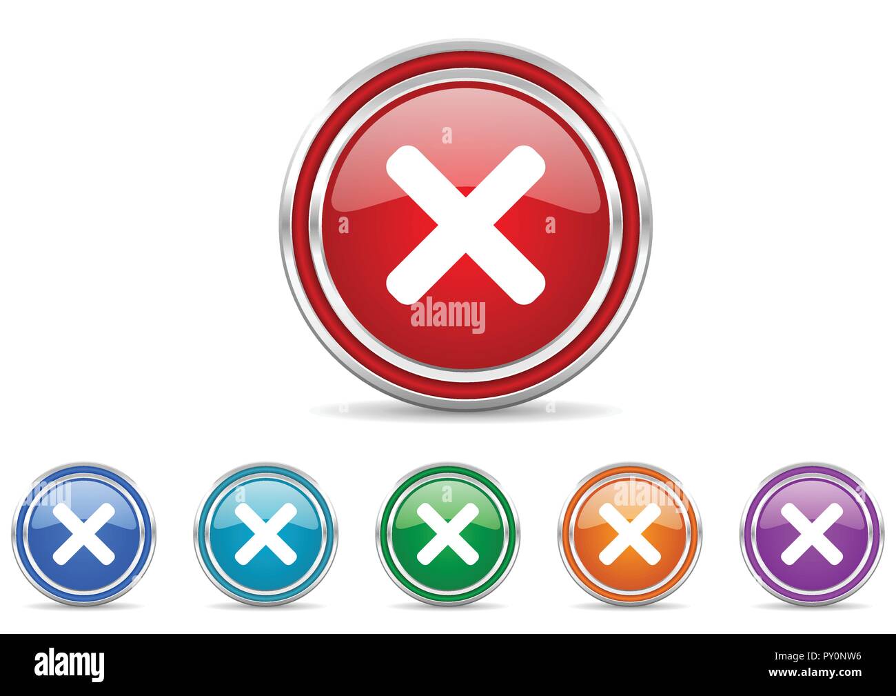 Cancel silver metallic colorful vector web and mobile phone icon set ...