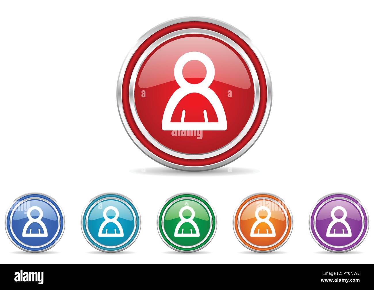 Person silver metallic colorful vector web and mobile phone icon set ...