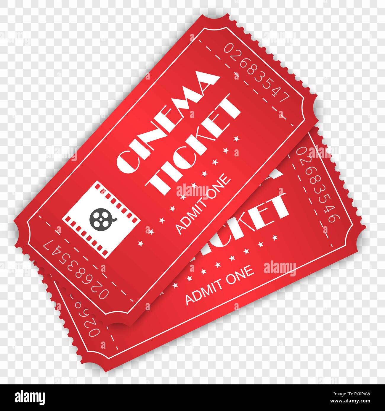 Cinema ticket isolated on transparent background. . Template for your design Stock Vector Image ...