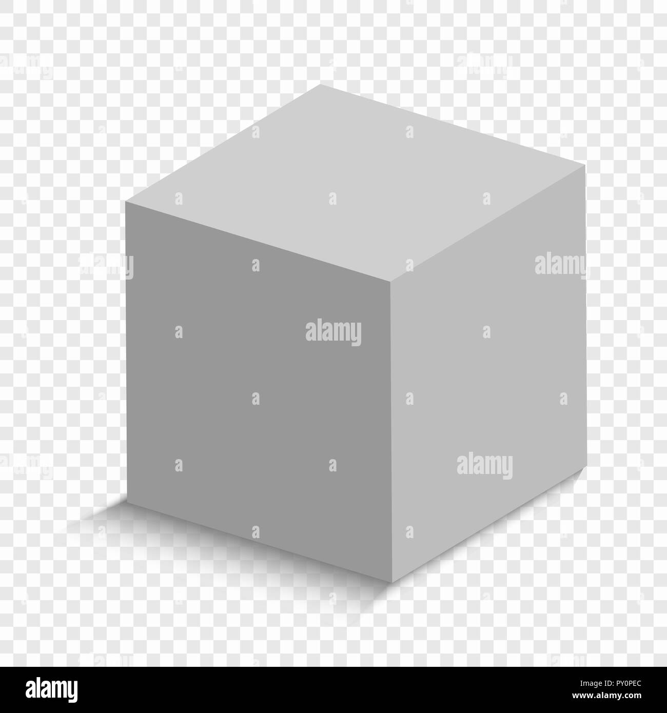 white cube with a perspective. 3d box model with a shadow Stock Vector ...