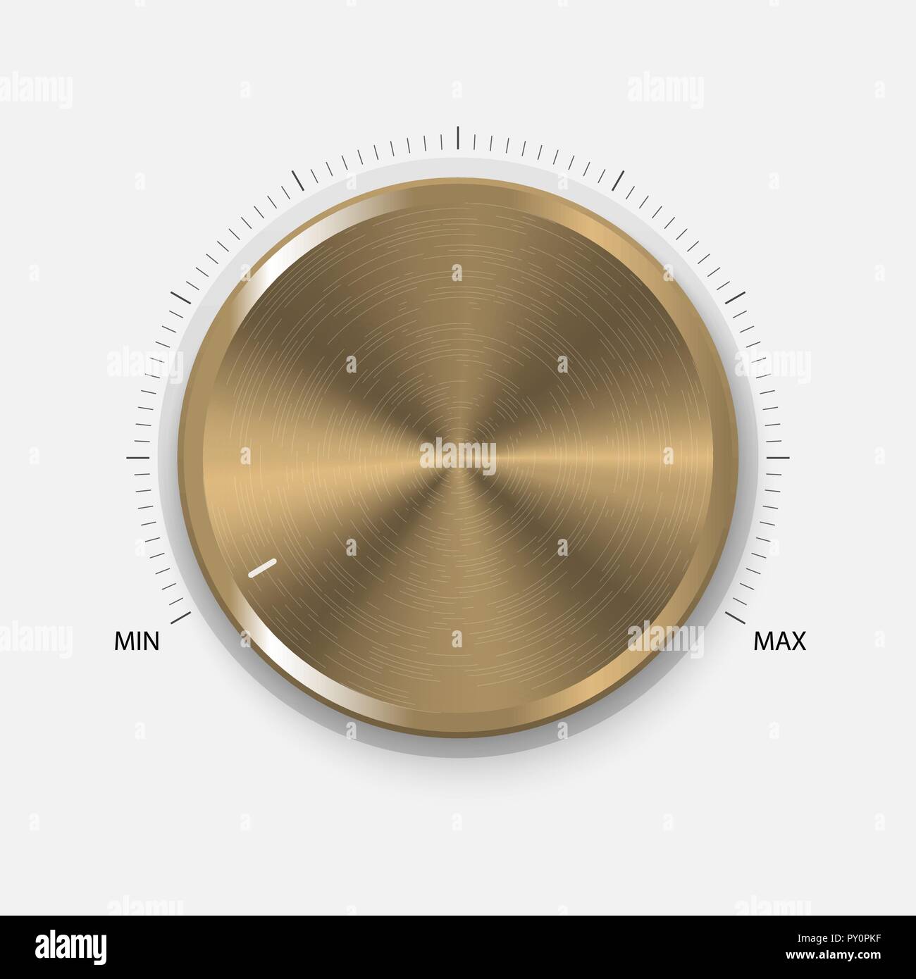 Dial Knob. Realistic Gold Button With Circular Processing. Volume ...