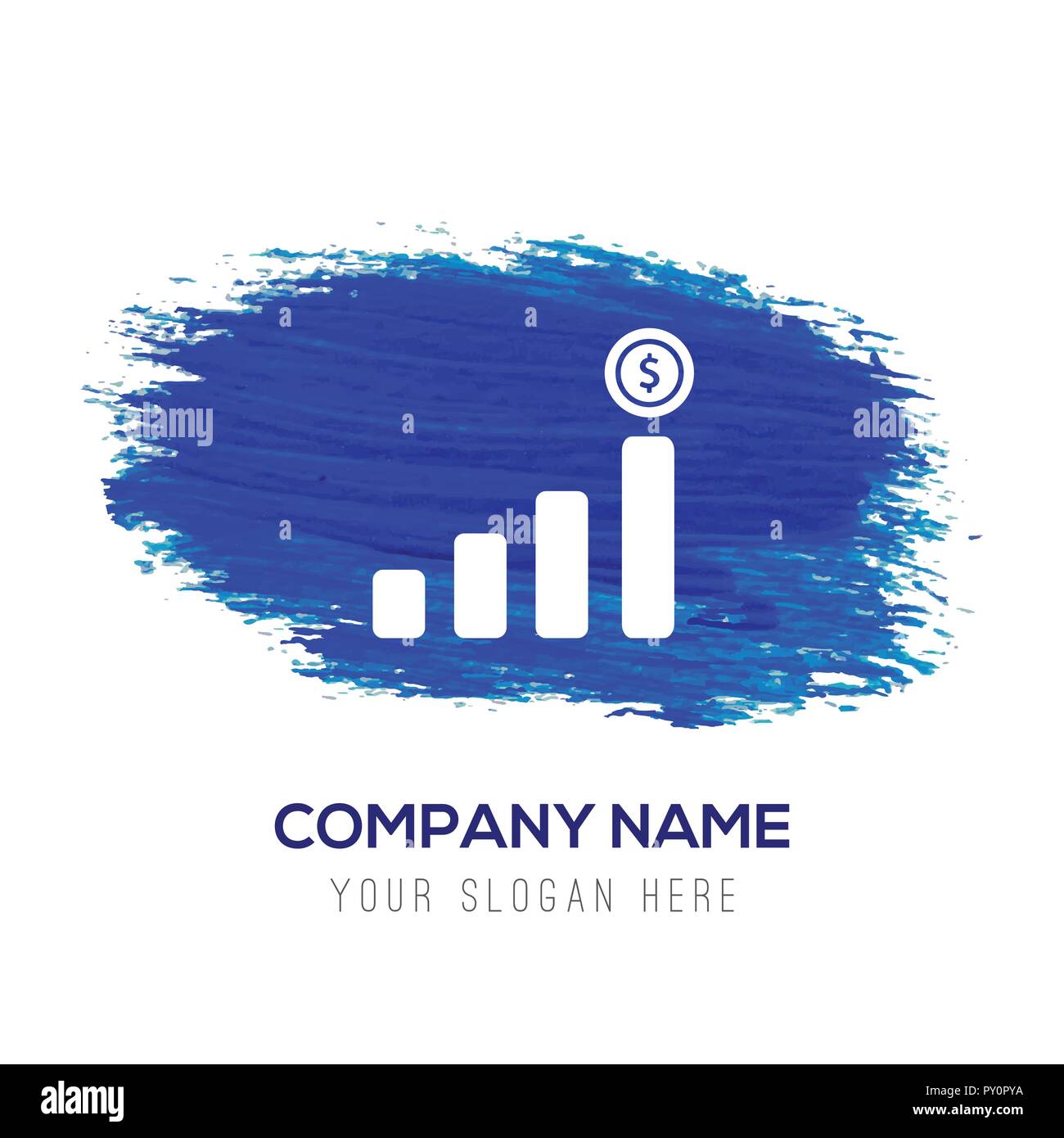 Presentation on business growth icon - Blue watercolor background Stock ...