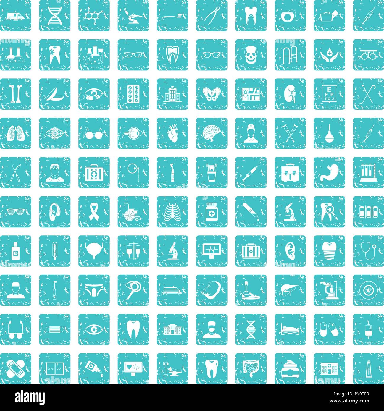 100 medical icons set grunge blue Stock Vector Image & Art - Alamy