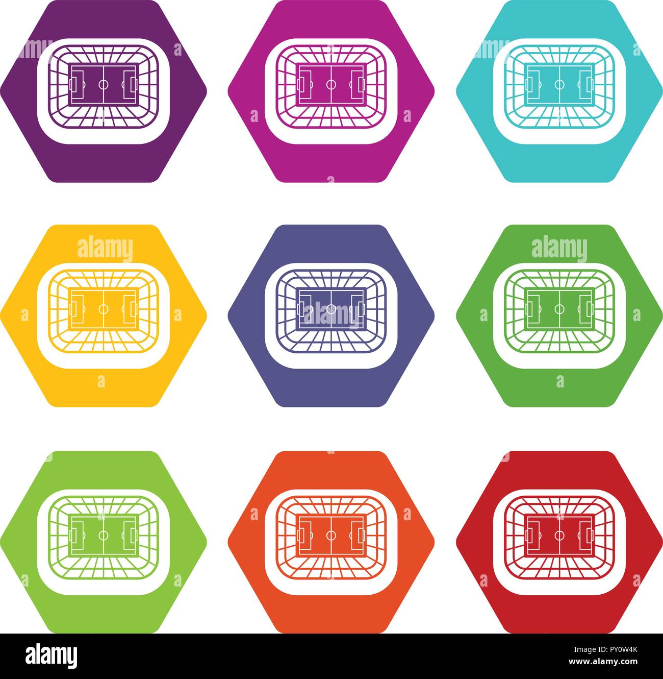 Stadium top view icon set color hexahedron Stock Vector Image & Art - Alamy
