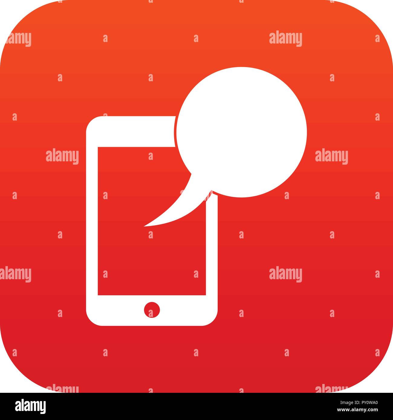 Speech bubble on phone icon digital red Stock Vector Image & Art - Alamy