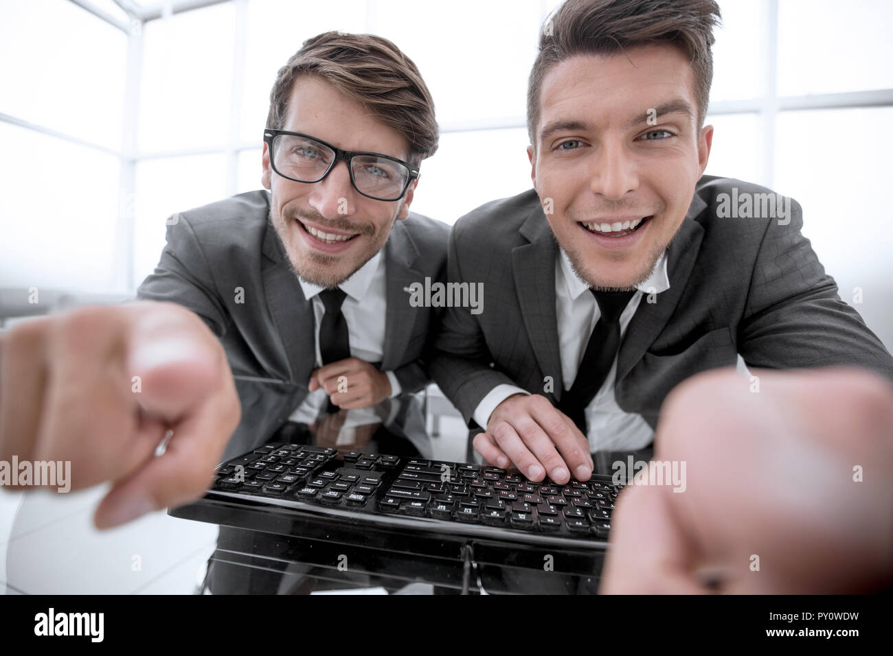 young people point their finger at the camera Stock Photo - Alamy