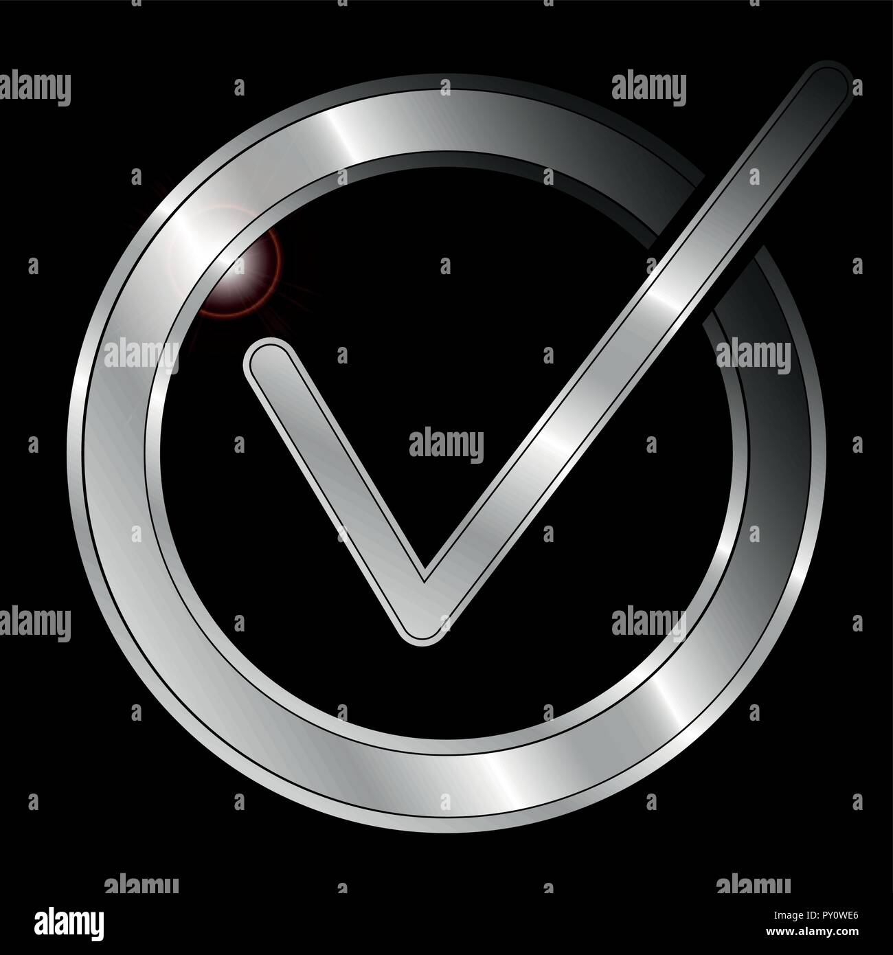 Icon Metallic Checkmark isolated on black background - Vector Stock ...