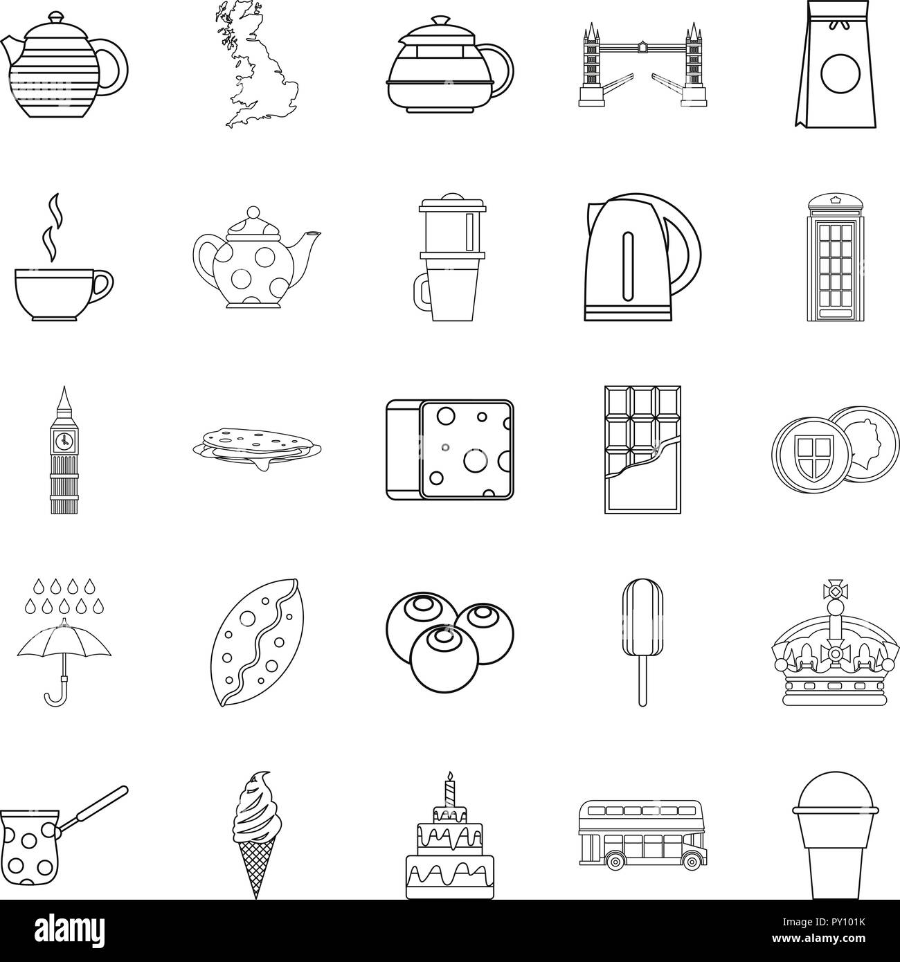 Snack for tea icons set, outline style Stock Vector Image & Art - Alamy