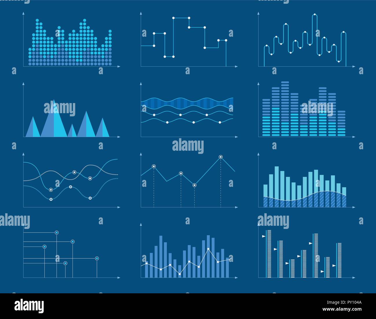 Set of different graphs and charts, information on charts, statistical ... Set of different graphs and charts, information on charts, statistical ...