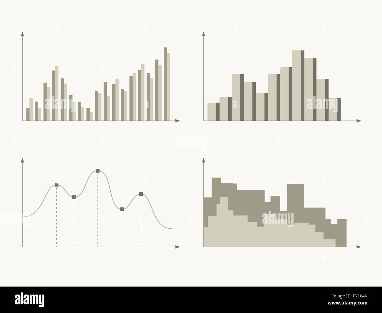 Set of different graphs and charts, information on charts, statistical ...
