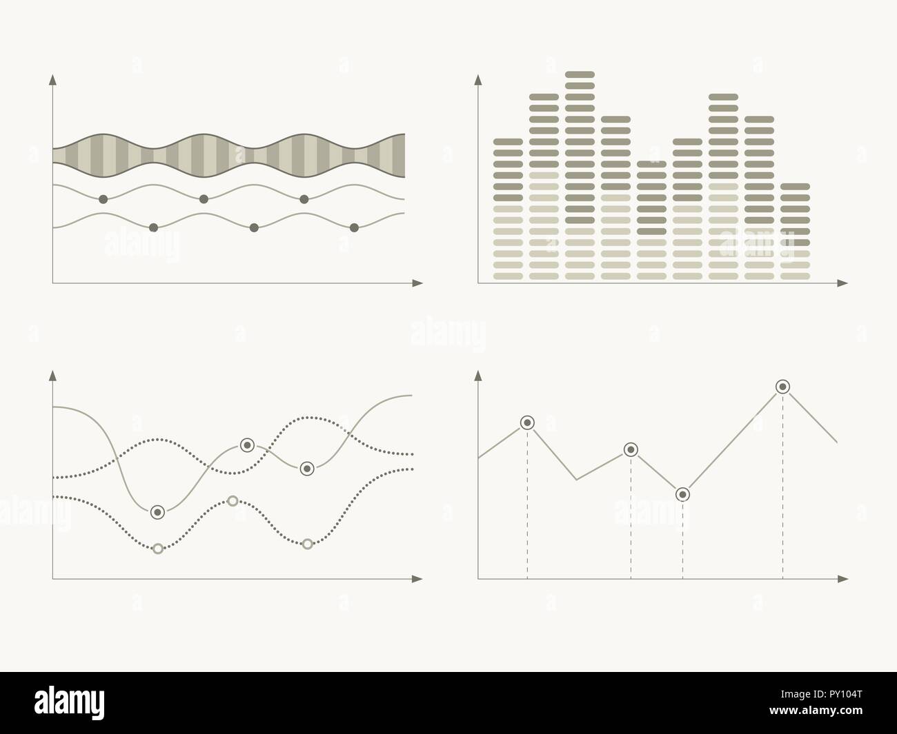 Set of different graphs and charts, information on charts, statistical ...