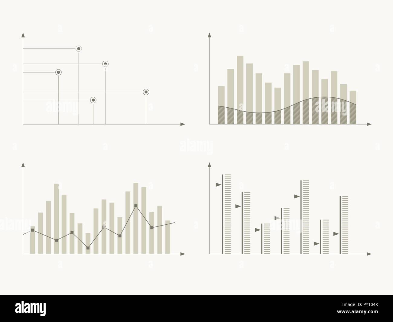 Set of different graphs and charts, information on charts, statistical ...
