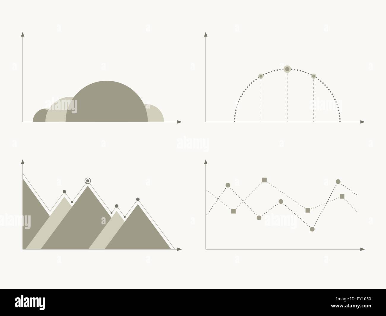 Set of different graphs and charts, information on charts, statistical ...