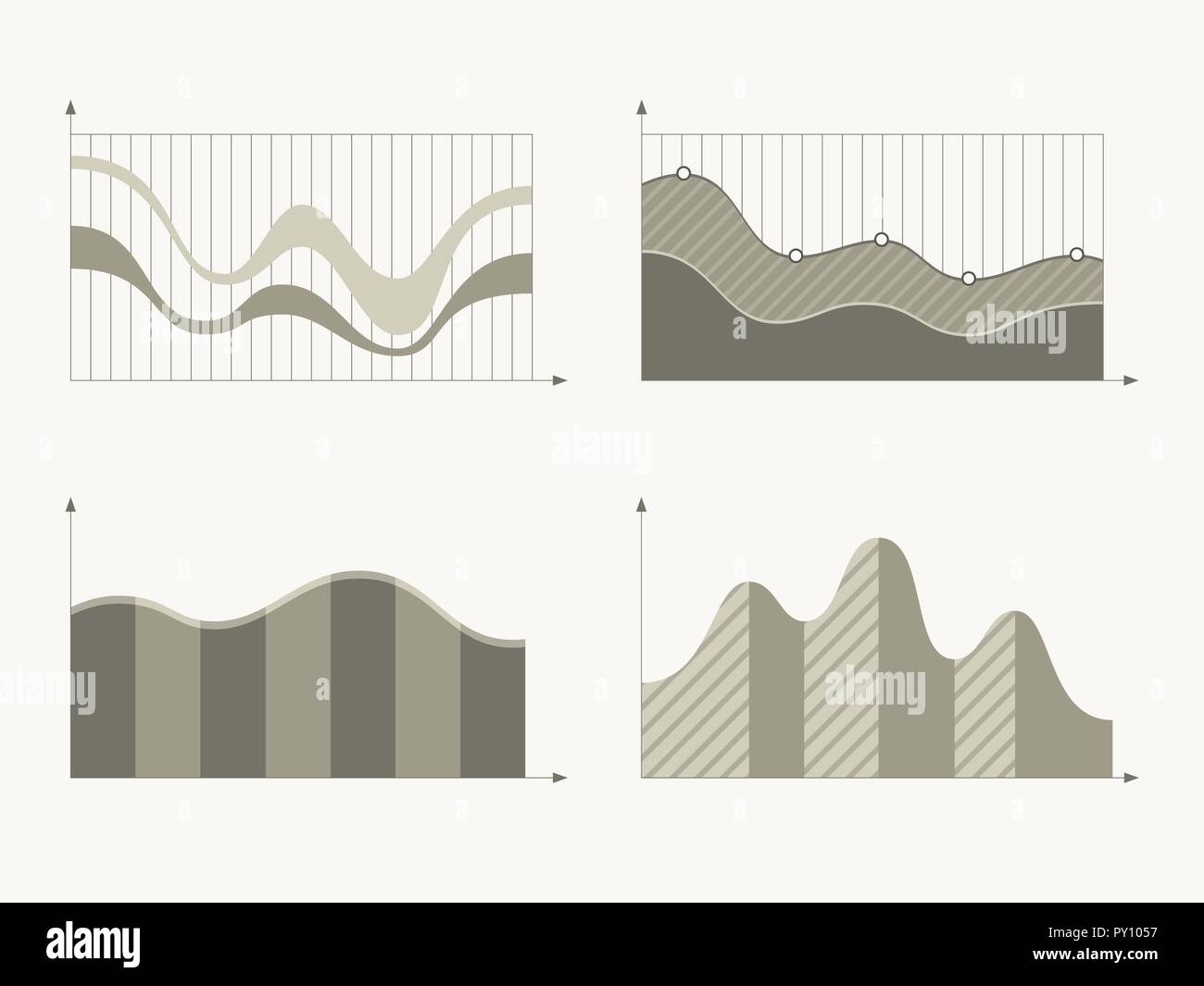 Set of different graphs and charts, information on charts, statistical ...