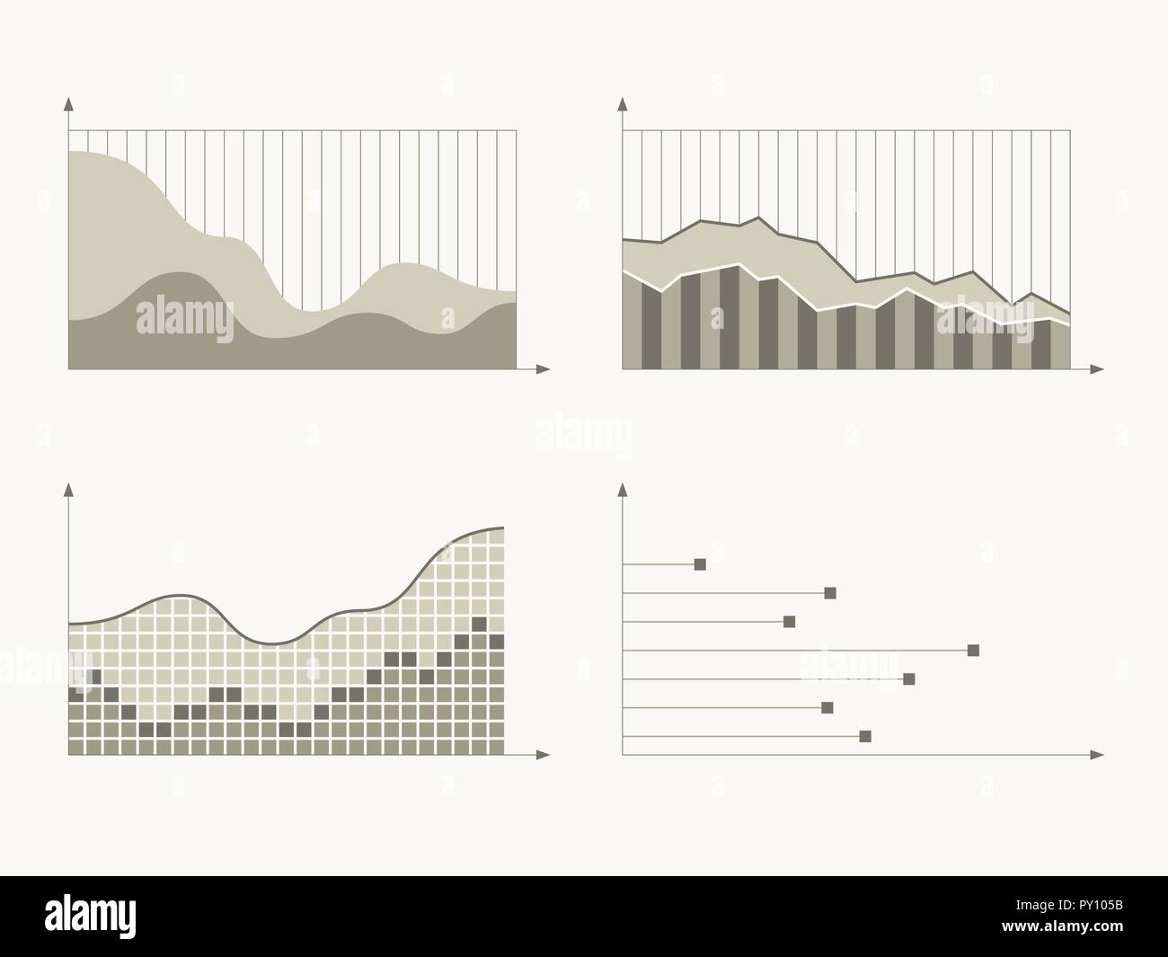 Set of different graphs and charts, information on charts, statistical ...