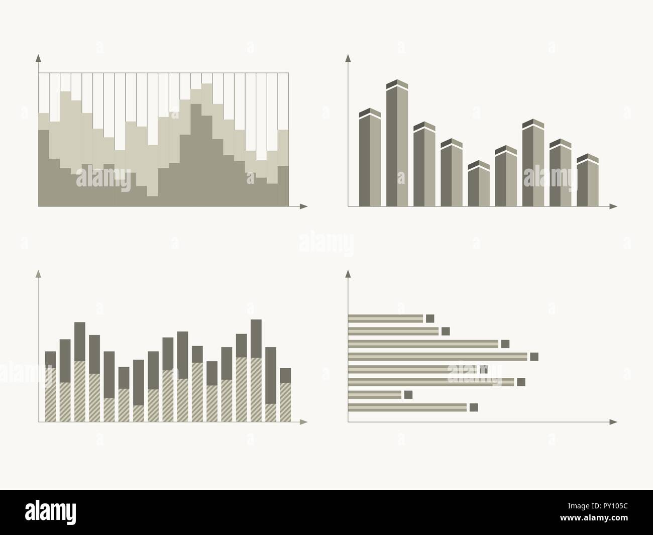 Set of different graphs and charts, information on charts, statistical data. Business charts and ...