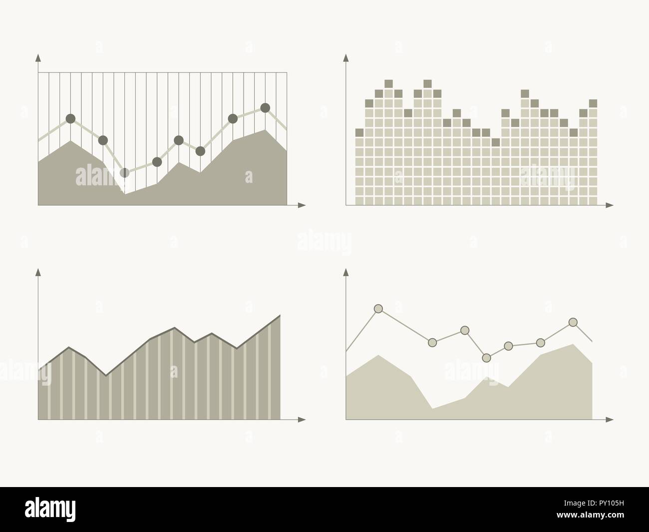 Set of different graphs and charts, information on charts, statistical data. Business charts and ...