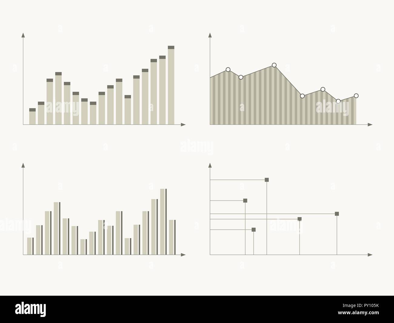 Set of different graphs and charts, information on charts, statistical ...