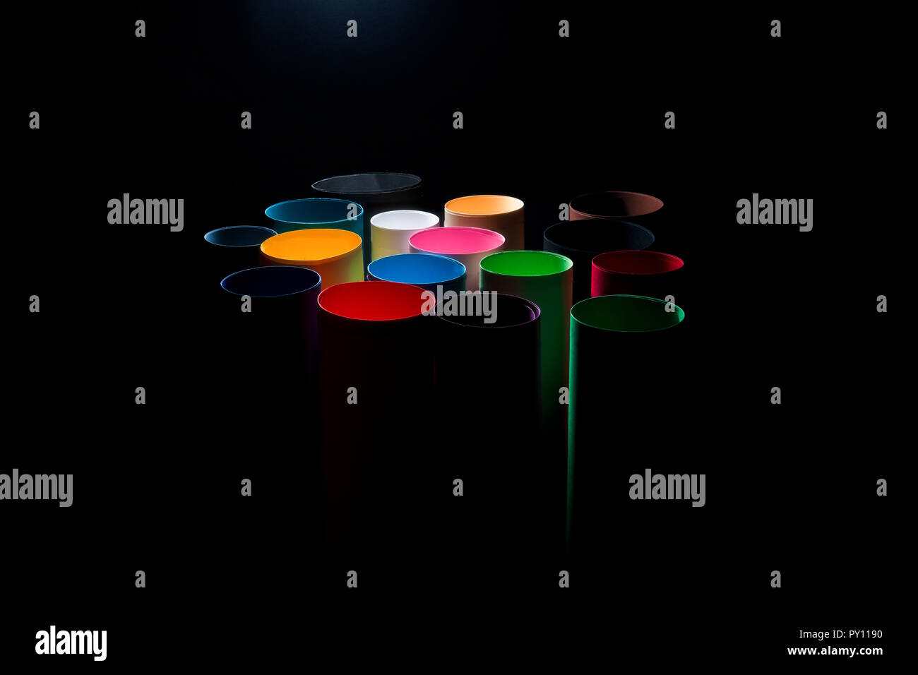 Multi-colored cardboard tubes Stock Photo - Alamy